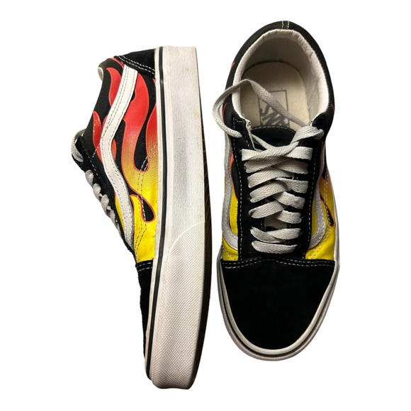 Vans | Shoes | Vans Old Skool Flames Black Red Canvas Suede Unisex ...